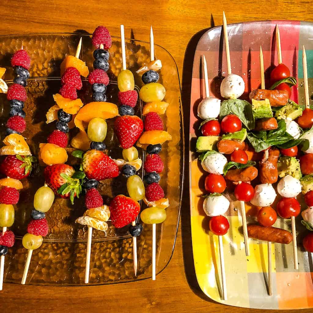 No Cook, Easy Kabobs for Kids - Fruit & Caprese Skewers - Platein28
