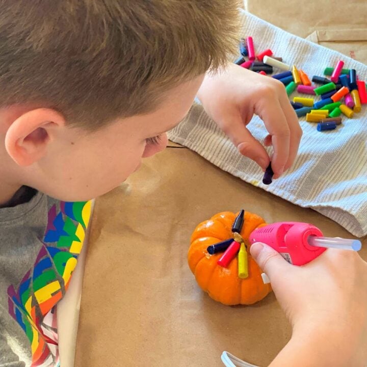 Fun with Melting Crayons on Pumpkins - Platein28