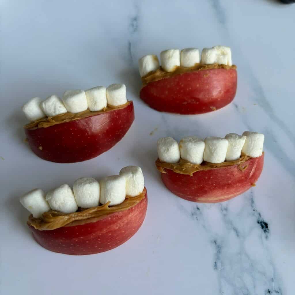 Apple Teeth Snack (3 Ingredients, Kids Love Making Them!) - Platein28